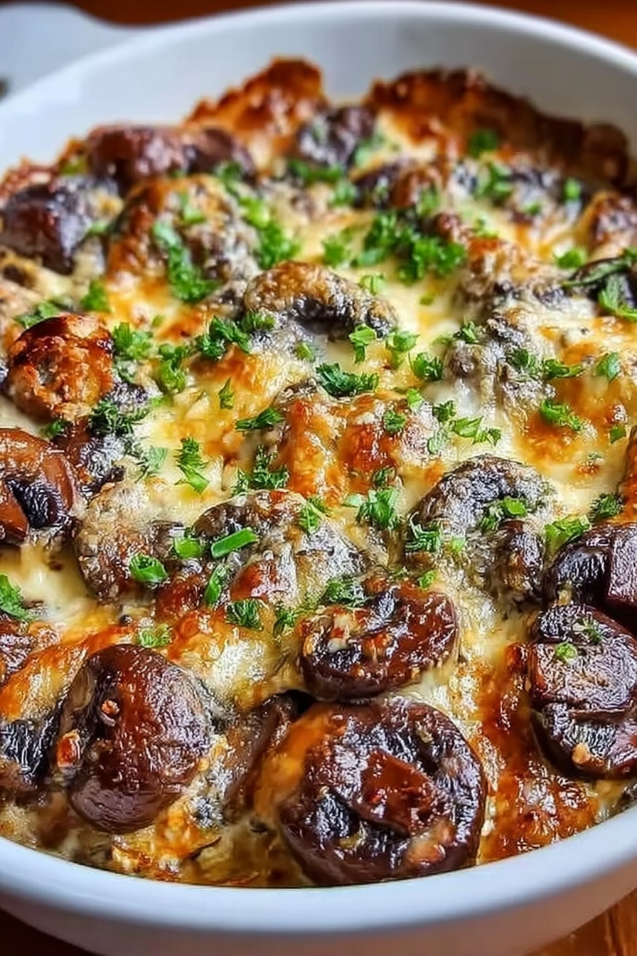 Cheesy Mushroom Casserole - recipesman